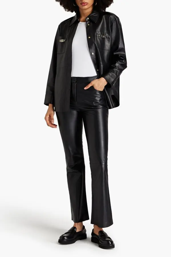 Maje Leather Bootcut Trousers
