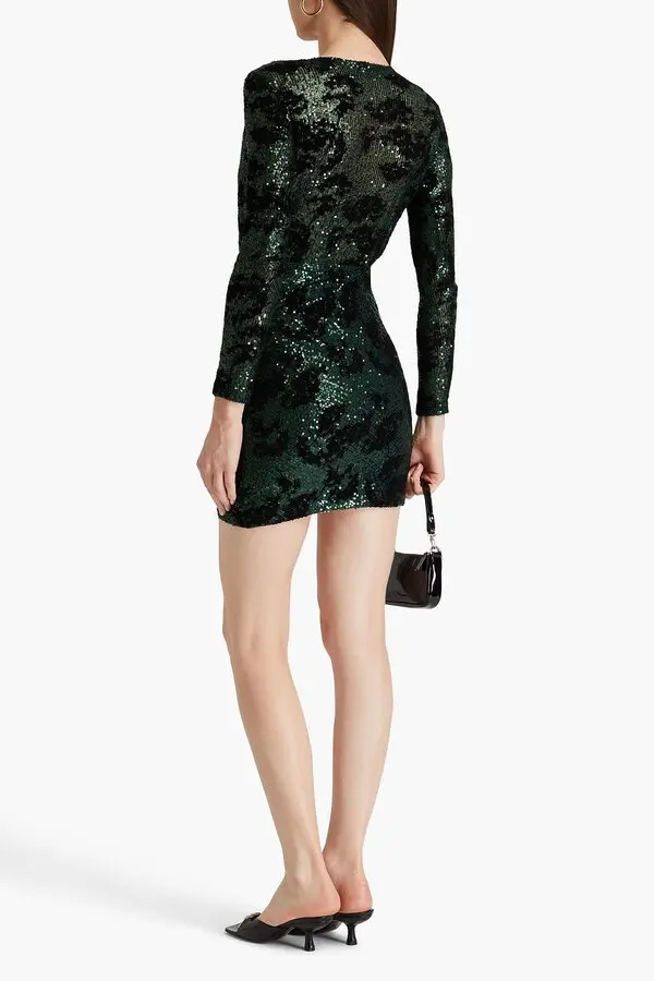 Maje Sequin-embellished Flocked Mesh Mini Dress