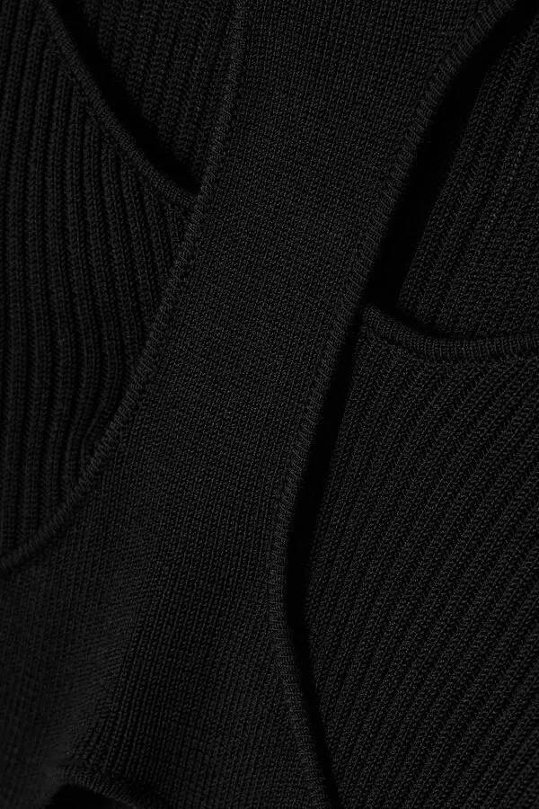 CAES Cutout Layered Ribbed Knit Midi Dress