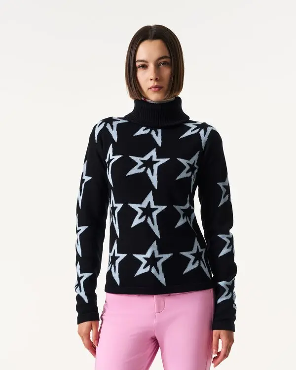 Perfect Moment Star Dust Merino Wool Sweater - Navy