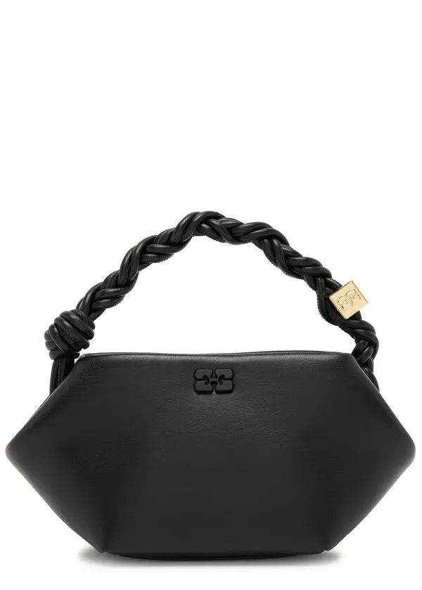 GANNI Bou Mini Leather Top Handle Bag - Black