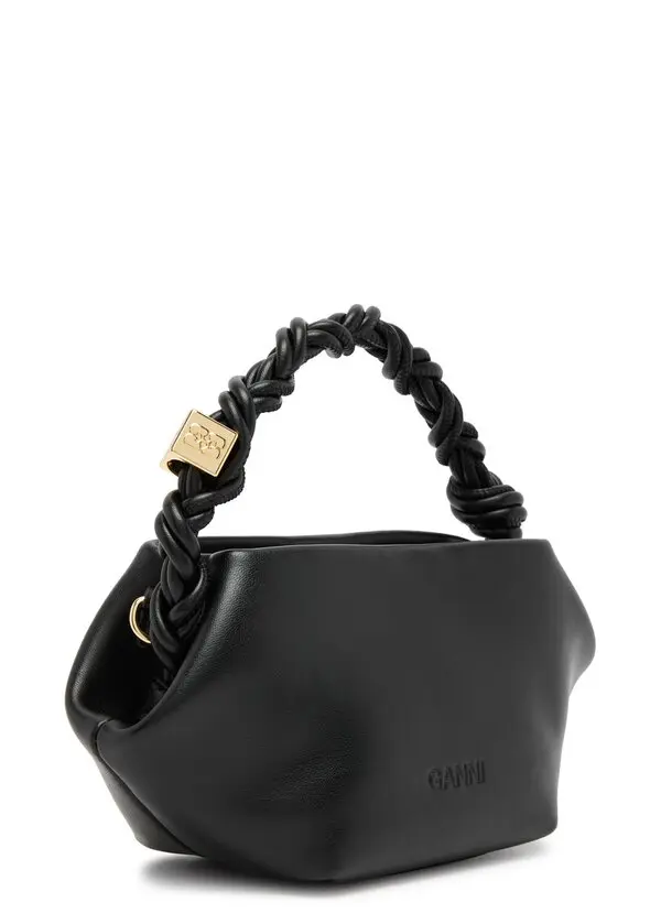GANNI Bou Mini Leather Top Handle Bag - Black