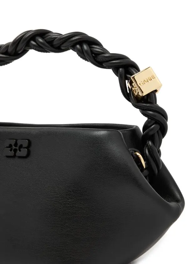 GANNI Bou Mini Leather Top Handle Bag - Black