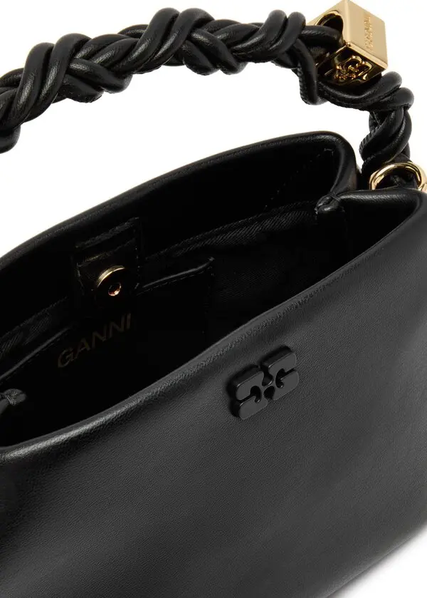 GANNI Bou Mini Leather Top Handle Bag - Black