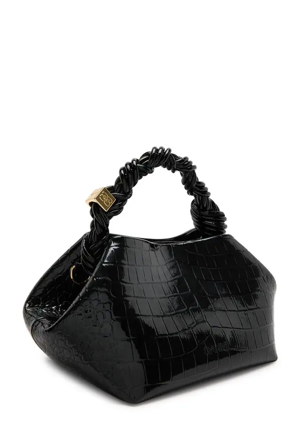 GANNI Small Crocodile-effect Leather Top Handle Bag