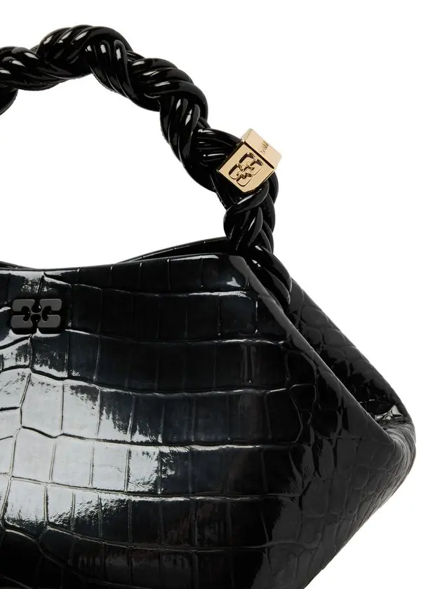 GANNI Small Crocodile-effect Leather Top Handle Bag