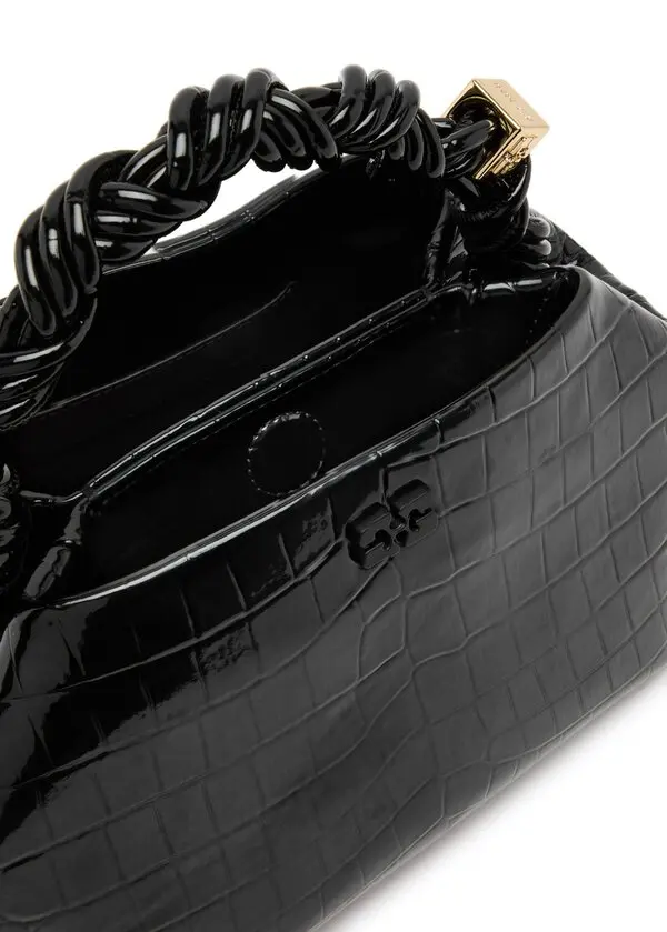 GANNI Small Crocodile-effect Leather Top Handle Bag