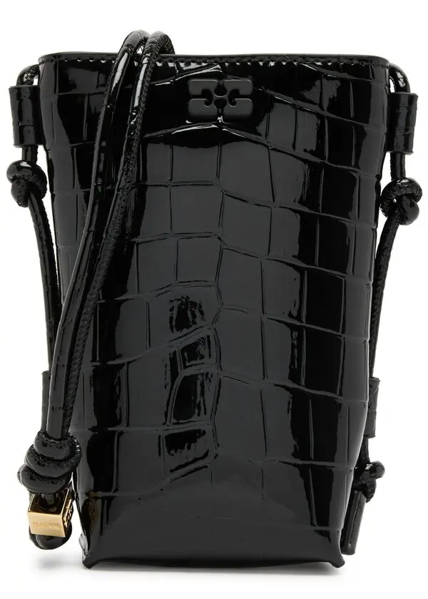 GANNI Crocodile-effect Leather Cross-body Bag