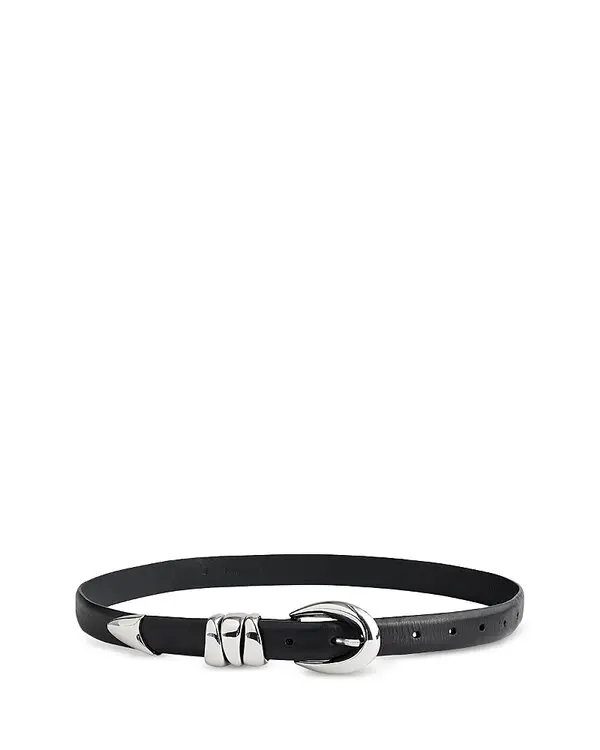 Madewell Triple Keeper Leather Belt - Black/silver