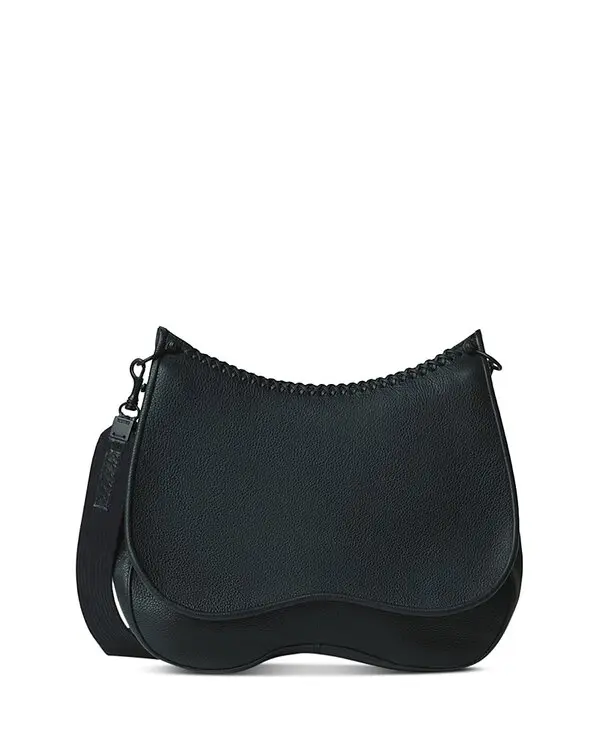Callista Grained Leather Saddle Bag - Black