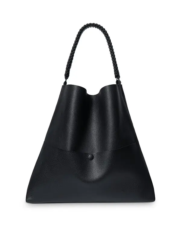 Callista Slim Grained Leather Tote - Black