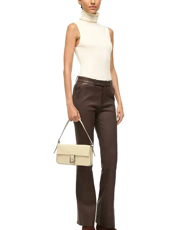 Staud Harlow Leather Shoulder Bag - Cream Leather