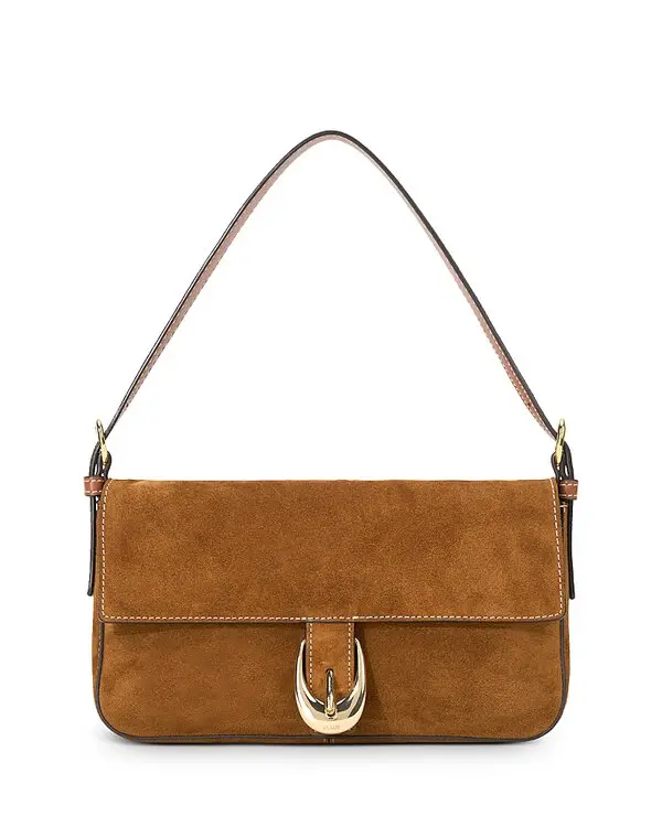 Staud Harlow Suede Shoulder Bag - Tan Suede