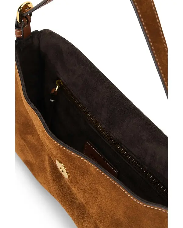 Staud Harlow Suede Shoulder Bag - Tan Suede