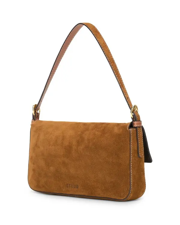 Staud Harlow Suede Shoulder Bag - Tan Suede