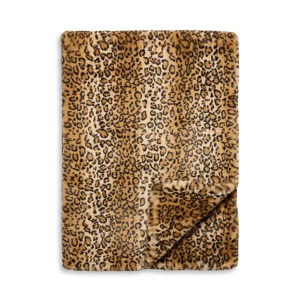 Aqua Big Rabbit Double Sided Faux Fur Throw Blanket Exclusive - Leopard