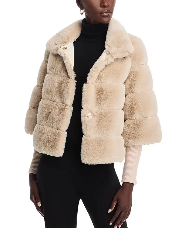 Love Token Faux Fur Jacket - Beige
