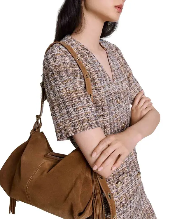 Maje Miss M Suede Crossbody Bag With Fringe