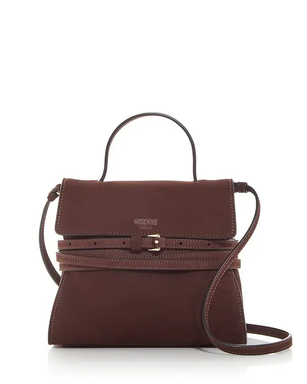 Moschino Tie Me Small Leather Shoulder Bag - Brown