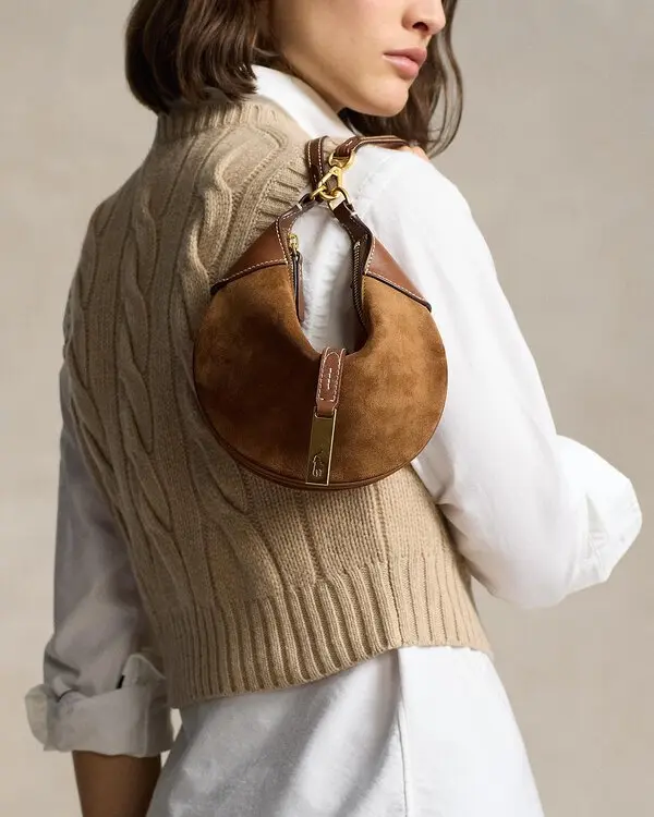 Polo Ralph Lauren Polo Id Mini Suede Shoulder Bag - Cinnamon/cuoio