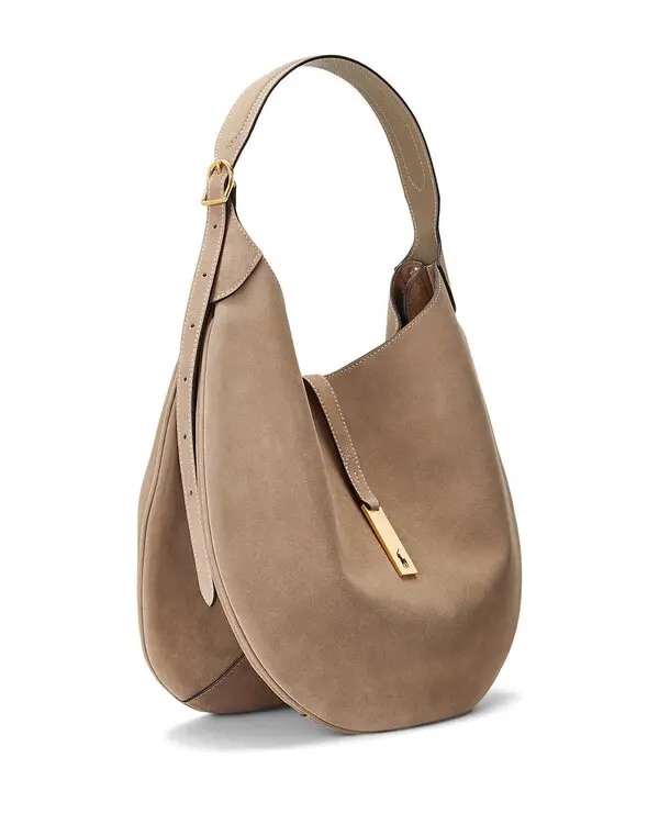 Polo Ralph Lauren Polo Id Large Suede Shoulder Bag - Clay