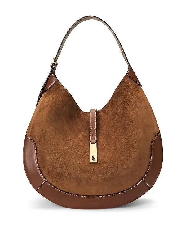 Polo Ralph Lauren Polo Id Large Suede Shoulder Bag - Cinnamon/cuoio