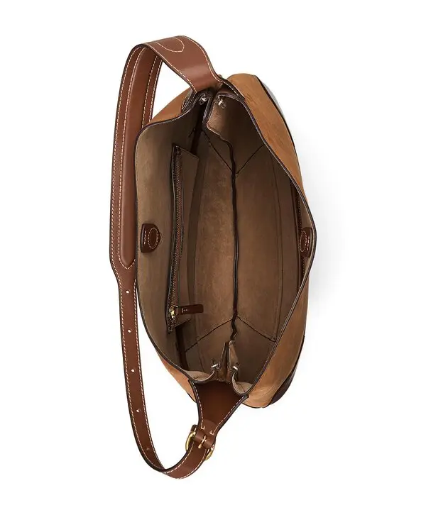 Polo Ralph Lauren Polo Id Large Suede Shoulder Bag - Cinnamon/cuoio