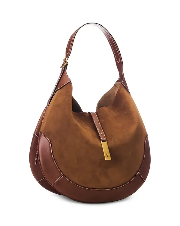 Polo Ralph Lauren Polo Id Large Suede Shoulder Bag - Cinnamon/cuoio