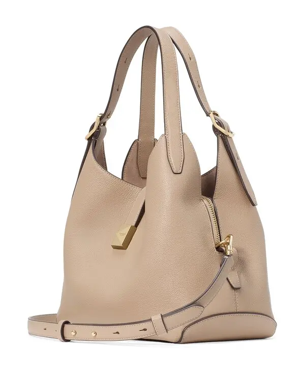 Kate Spade New York Deco Pebbled Leather Small Crossbody Tote - Timeless Taupe Multi