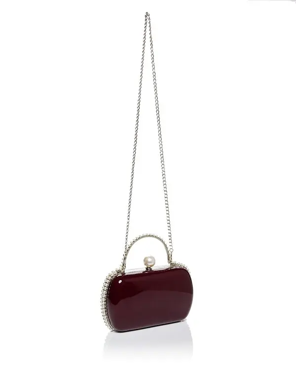 Aqua Imitation Pearl Trim Minaudiere Box Clutch