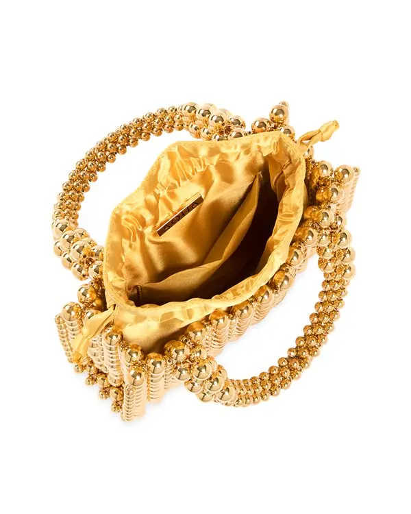Aqua Beaded Top Handle Bag - Light Gold