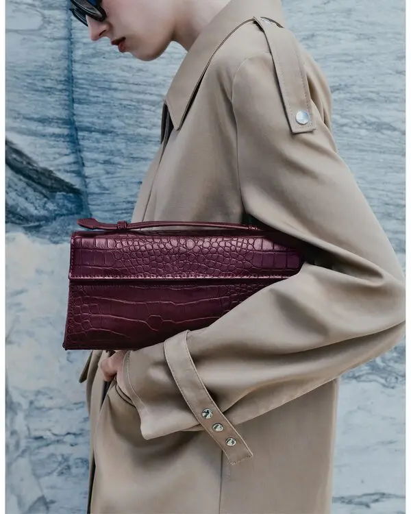 Aqua East West Top Handle Bag - Burgundy