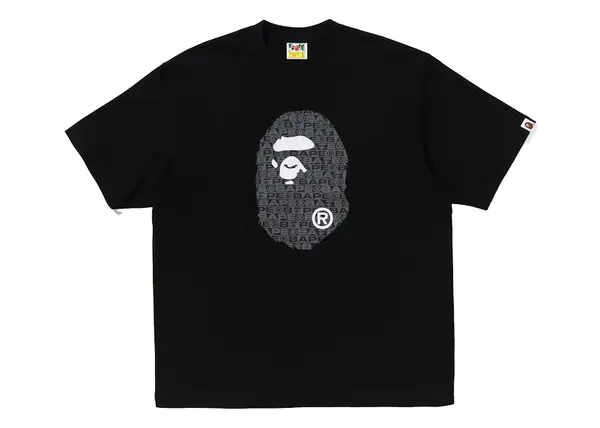 A BATHING APE Lux Sport Pattern Ape Head Relaxed Fit Tee Shirt - Black