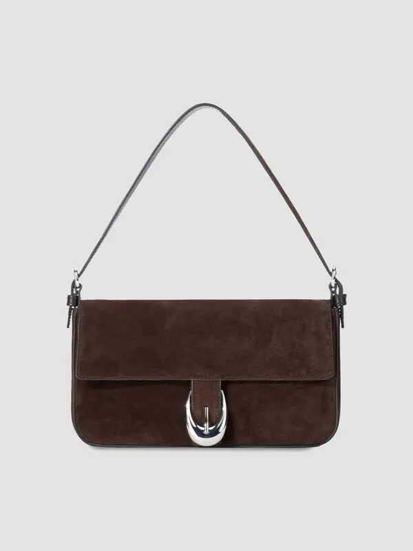 Staud Harlow Suede Shoulder Bag - Espresso