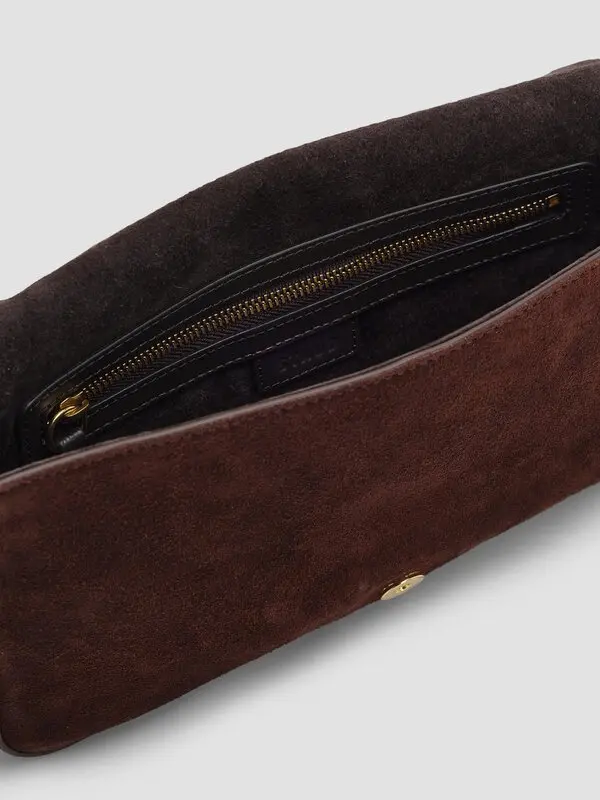 Staud Harlow Suede Shoulder Bag - Mahogany