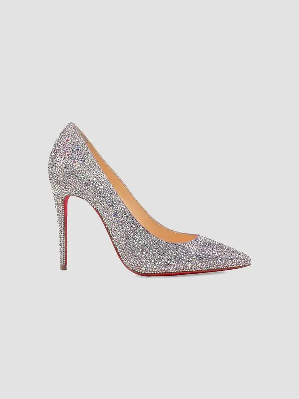 CHRISTIAN LOUBOUTIN Kate Strass Metallic Suede 100mm Pumps