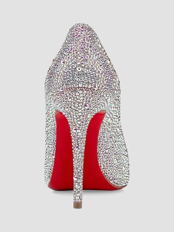 CHRISTIAN LOUBOUTIN Kate Strass Metallic Suede 100mm Pumps