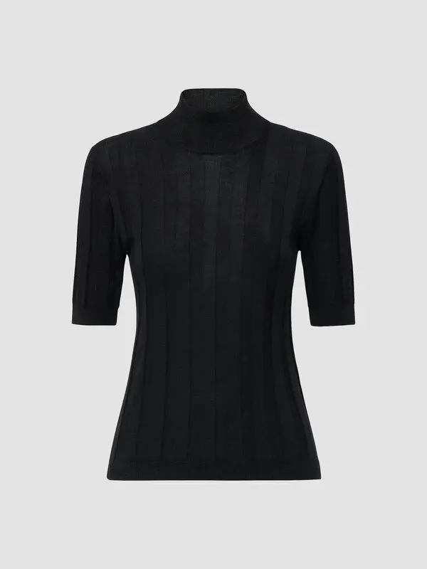 CALLAS MILANO Jordyn Short Sleeve Mock Neck Sweater - Black