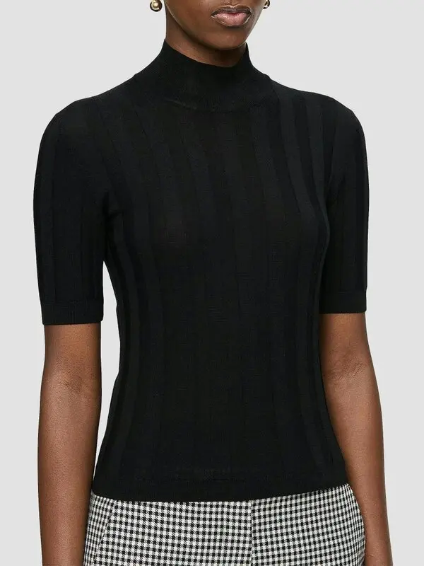 CALLAS MILANO Jordyn Short Sleeve Mock Neck Sweater - Black
