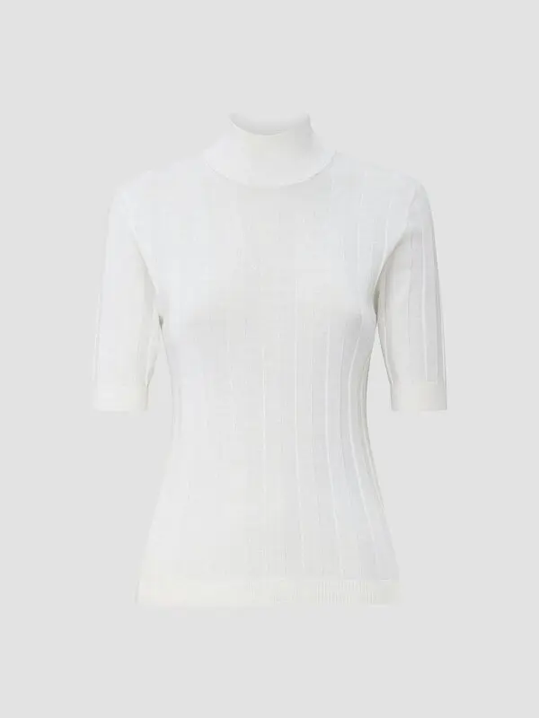 CALLAS MILANO Jordyn Short Sleeve Mock Neck Sweater - White
