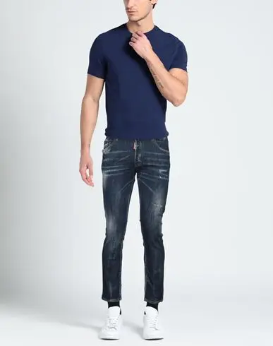 Dsquared2 Denim Jeans With Leather Trims