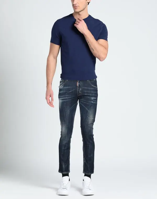 Dsquared2 Denim Jeans With Leather Trims