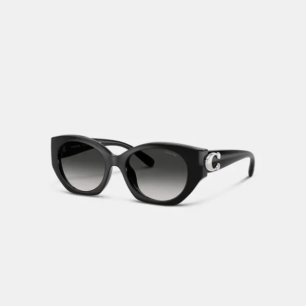 COACH Maxi Sculpted C Oval Sunglasses - Black