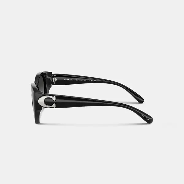 COACH Maxi Sculpted C Oval Sunglasses - Black