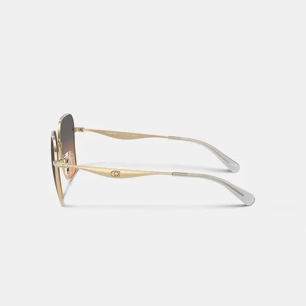 COACH C Hardware Metal Oversized Square Sunglasses - Peach Blush