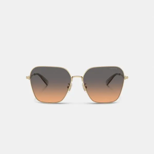 COACH C Hardware Metal Oversized Square Sunglasses - Peach Blush