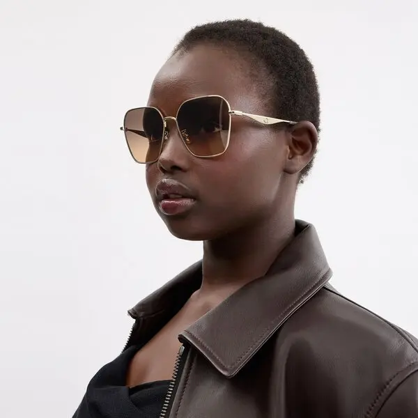 COACH C Hardware Metal Oversized Square Sunglasses - Peach Blush
