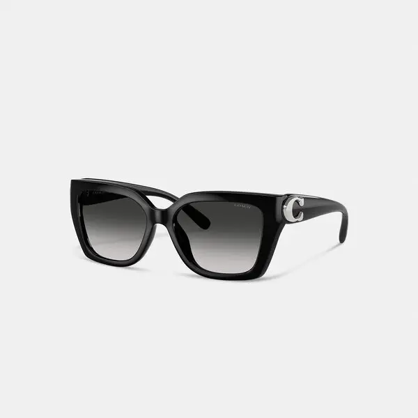 COACH Sculpted C Square Cat Eye Sunglasses - Black
