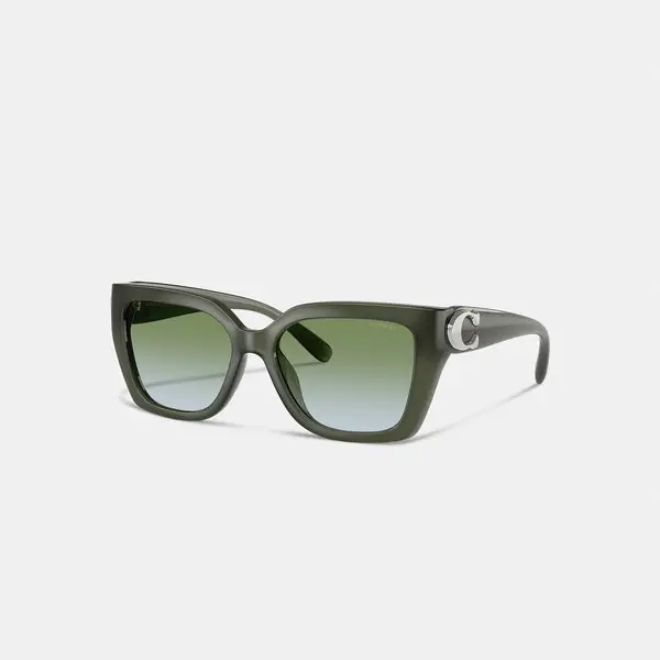 COACH Sculpted C Square Cat Eye Sunglasses - Green Gradient