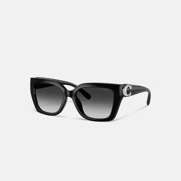 COACH Full Fit Maxi Sculpted C Square Cat Eye Sunglasses - Black